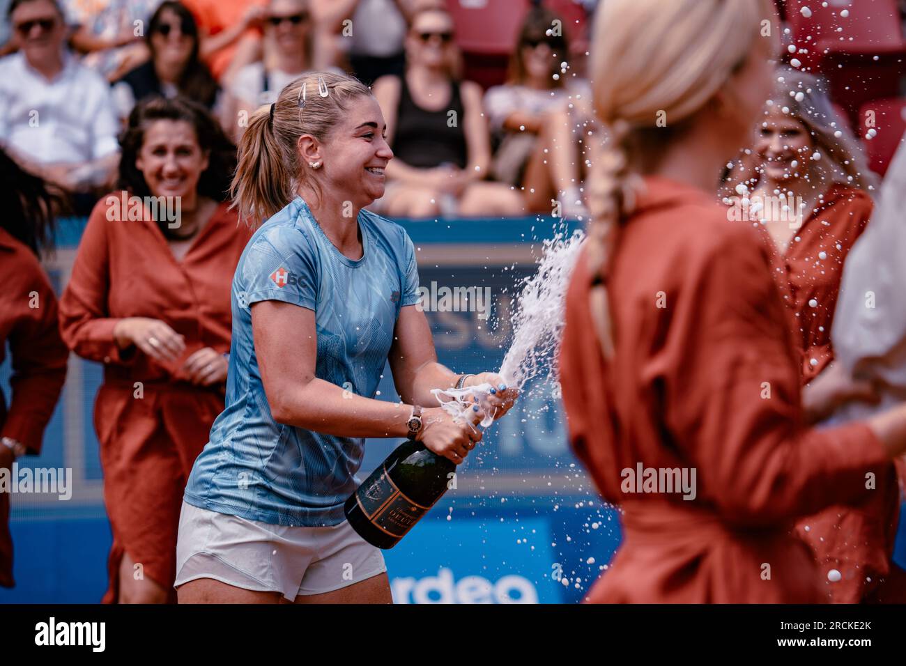 Båstad, Sweden. 07 15 2023. Panna Udvardy and Irina Khromacheva vs Eri ...