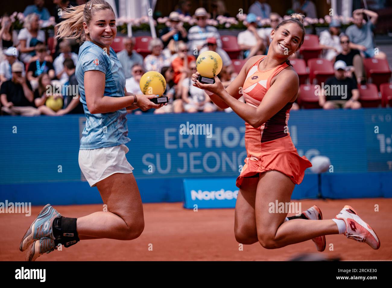 Båstad, Sweden. 07 15 2023. Panna Udvardy and Irina Khromacheva vs Eri ...