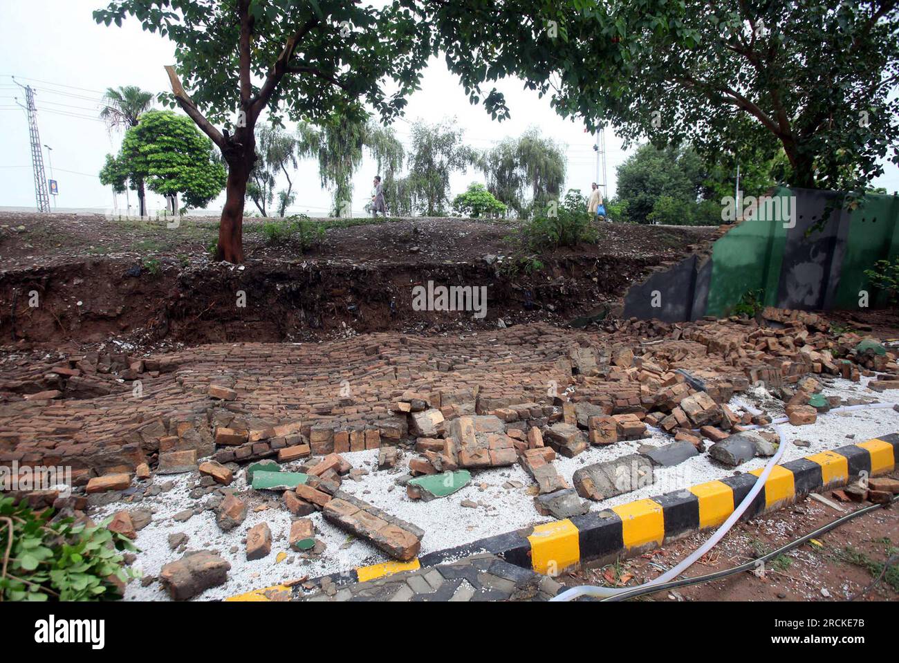 View of destruction due to heavy downpour of monsoon season, at Jinnah ...