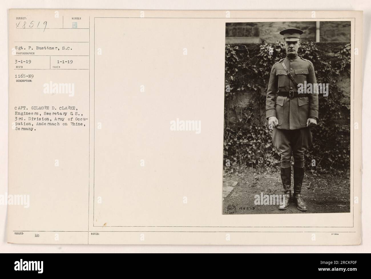 Captain Gilmore D. Clarke, an engineer with the 3rd Division, Army of ...