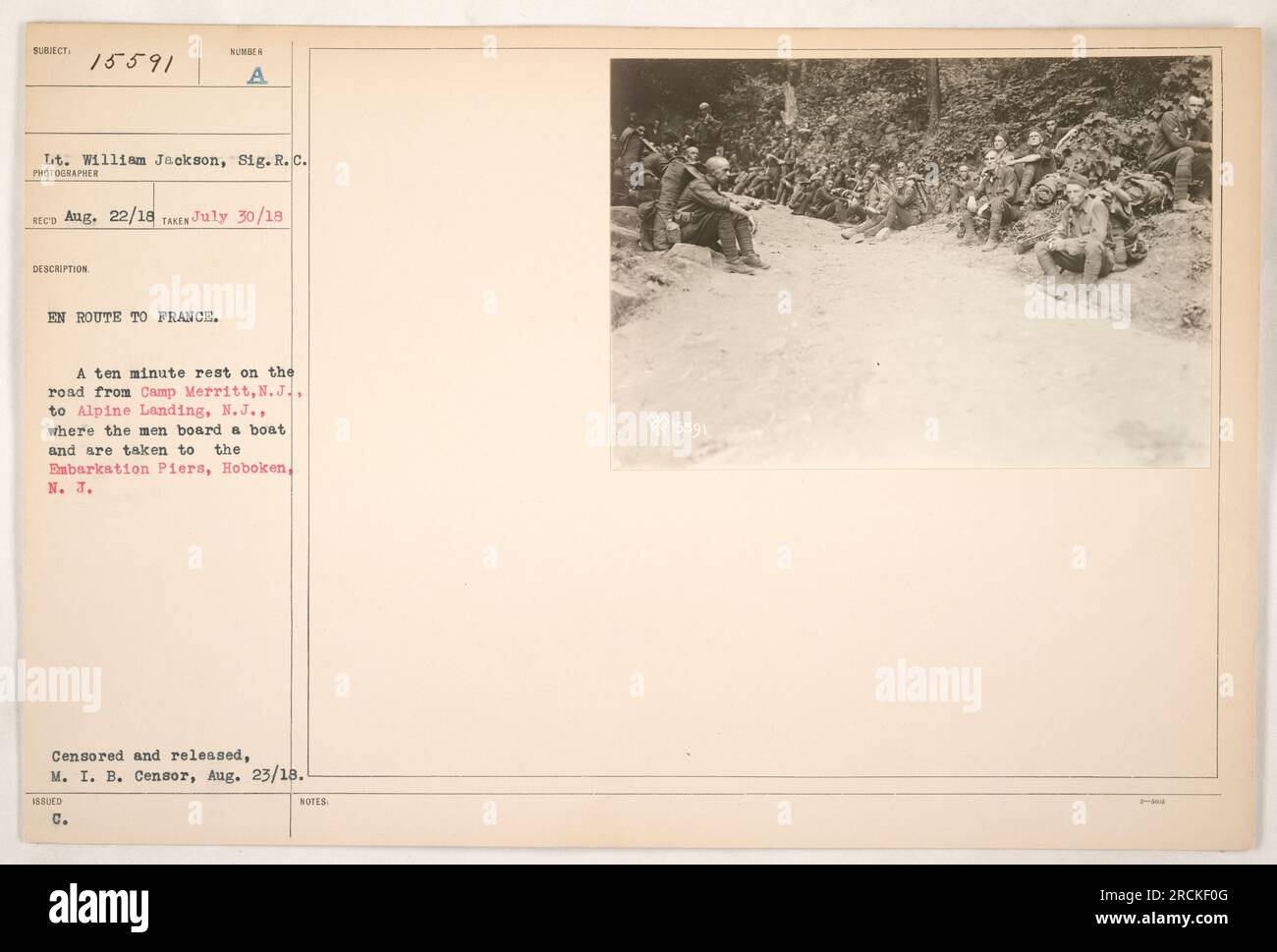 "Soldiers taking a brief rest on the road from Camp Merritt, N.J., to ...
