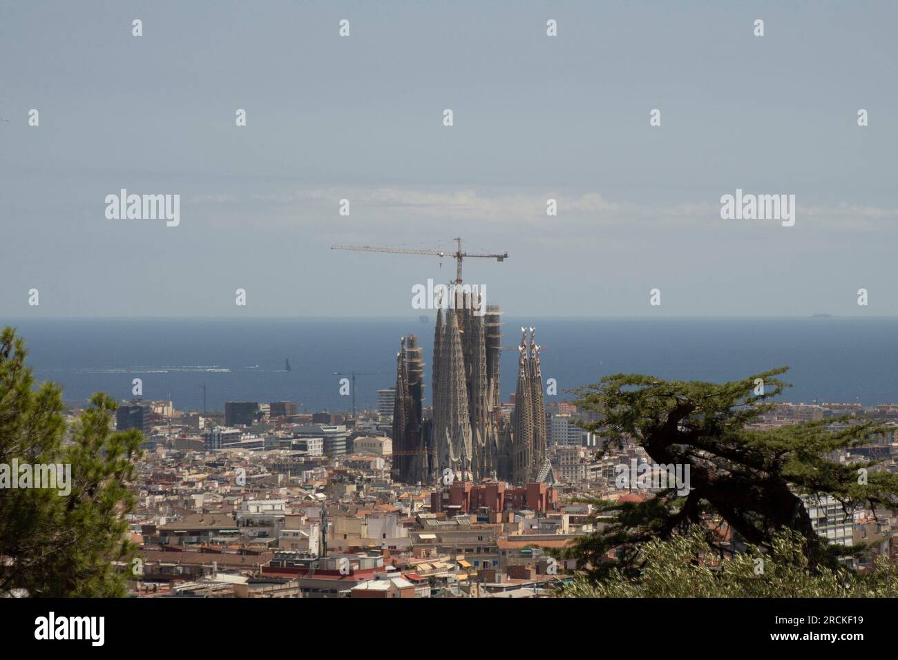 The barcelona city landscape from park guell spain gaudi masterpiece ...