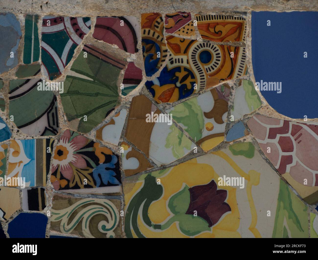 detail of masaic of The barcelona park guell spain gaudi masterpiece ...