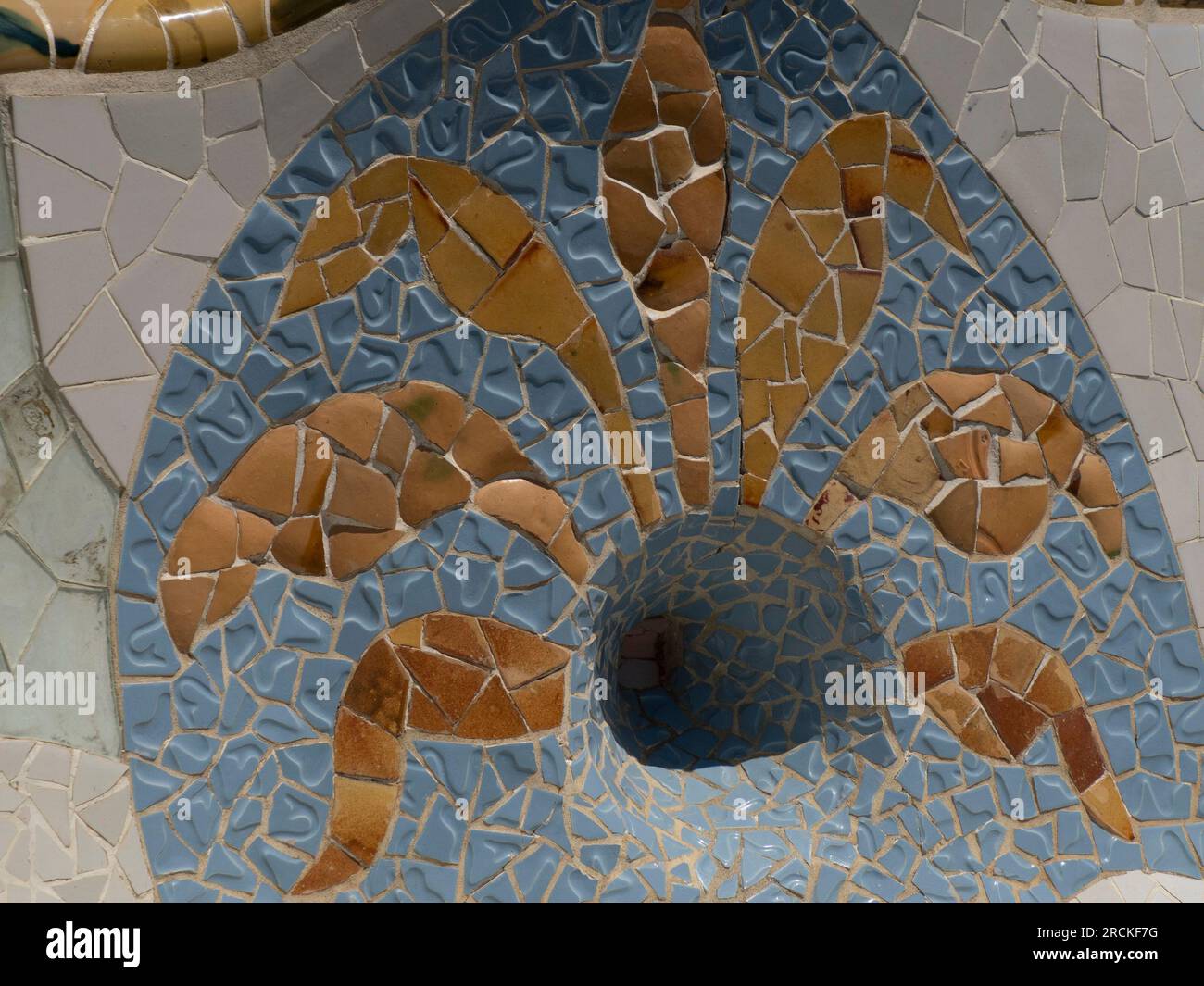 detail of masaic of The barcelona park guell spain gaudi masterpiece ...