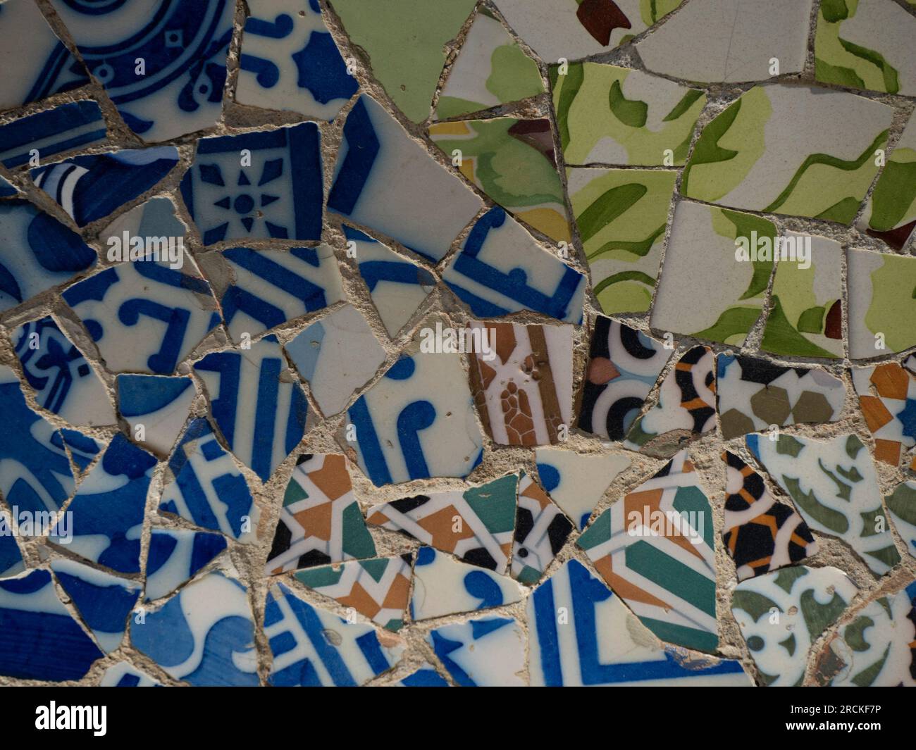 detail of masaic of The barcelona park guell spain gaudi masterpiece ...