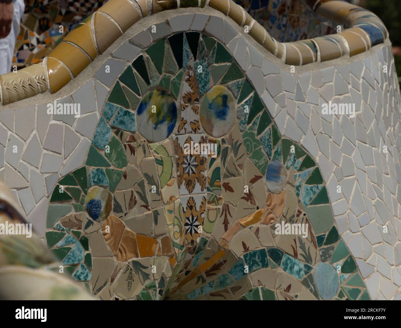 detail of masaic of The barcelona park guell spain gaudi masterpiece ...