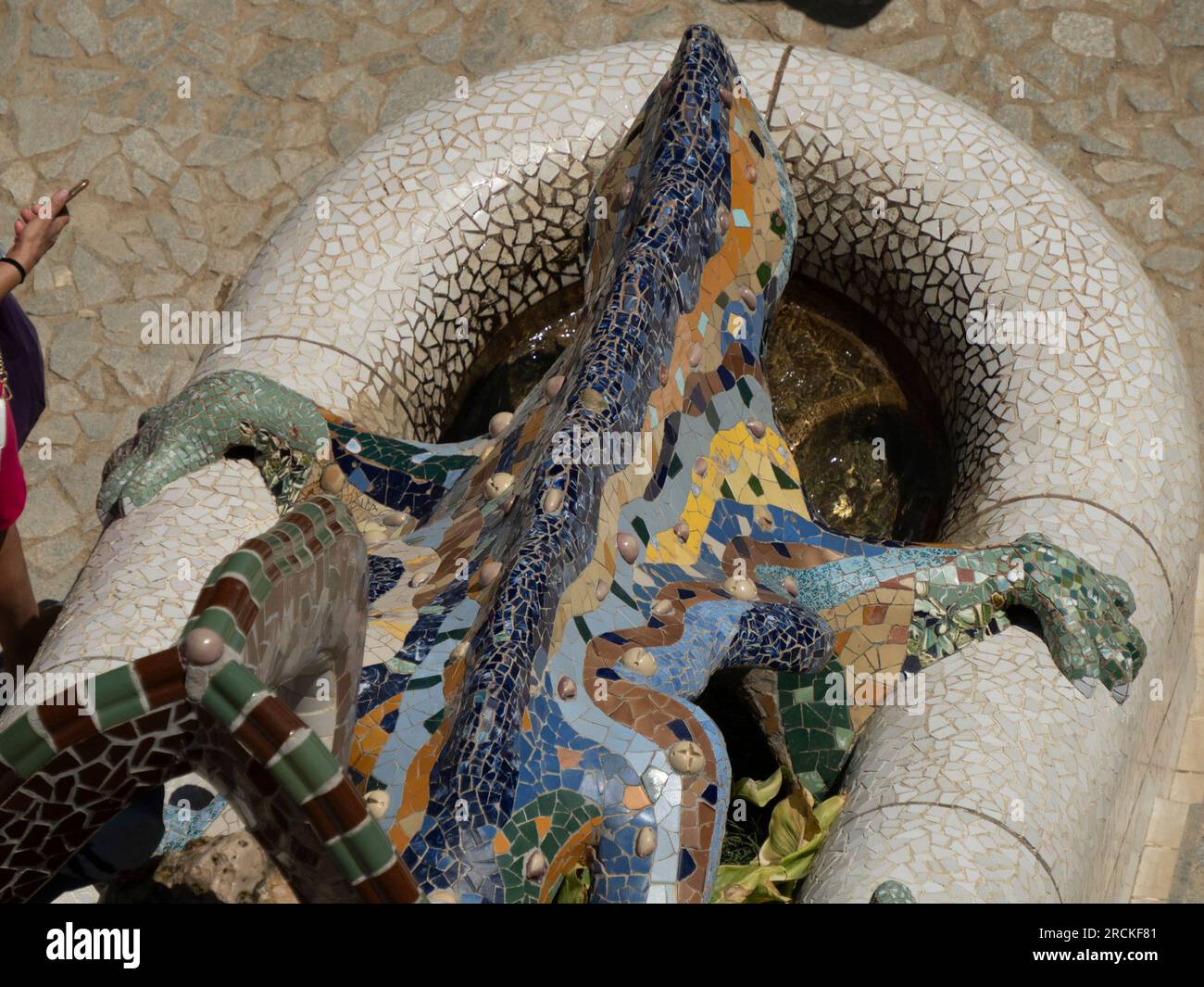 gecko mosaic fountain in barcelona park guell spain gaudi masterpiece ...