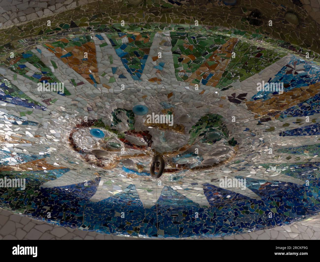 detail of masaic of The barcelona park guell spain gaudi masterpiece ...