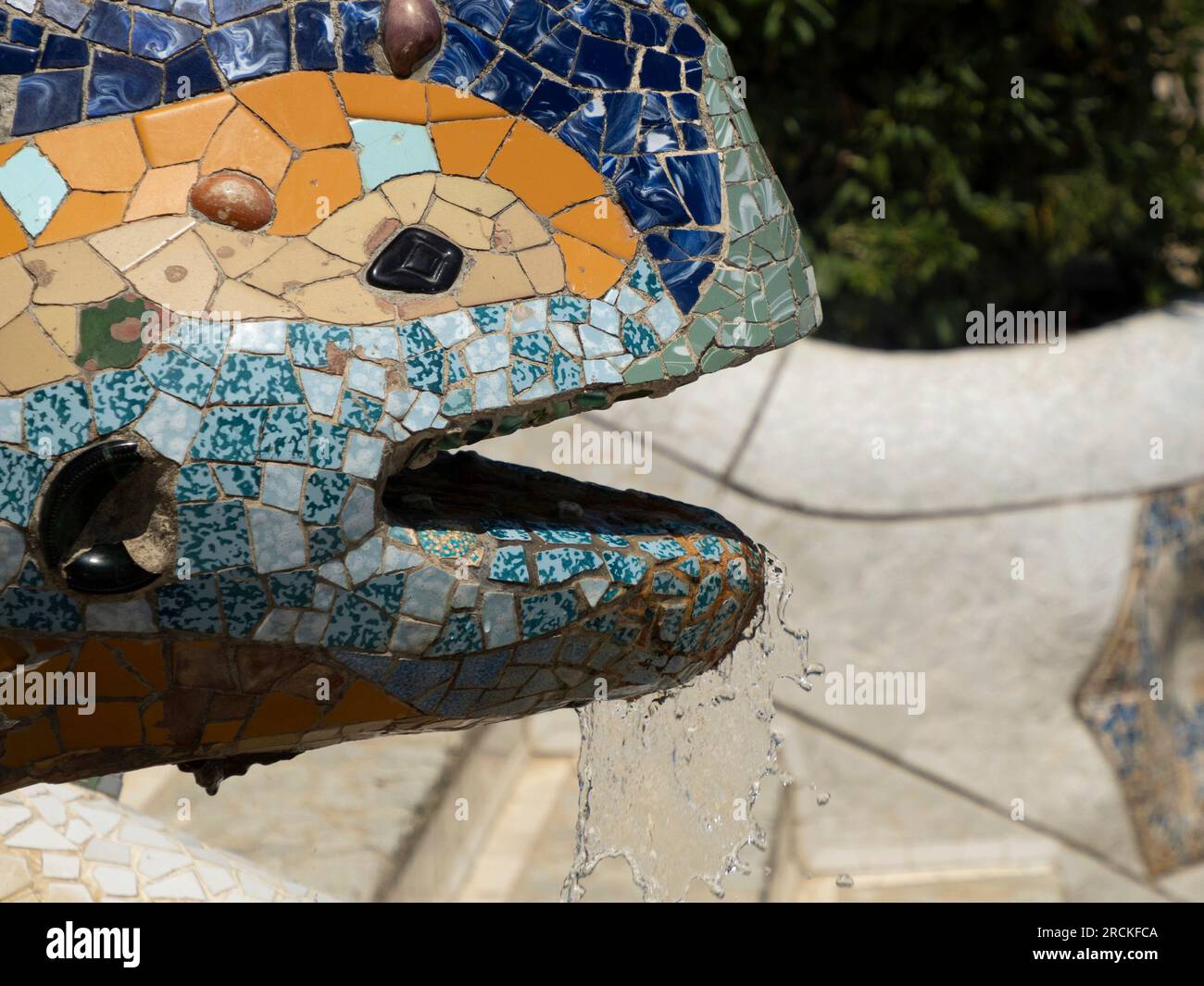 gecko mosaic fountain in barcelona park guell spain gaudi masterpiece ...