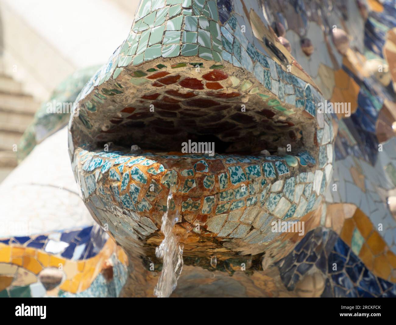 gecko mosaic fountain in barcelona park guell spain gaudi masterpiece ...