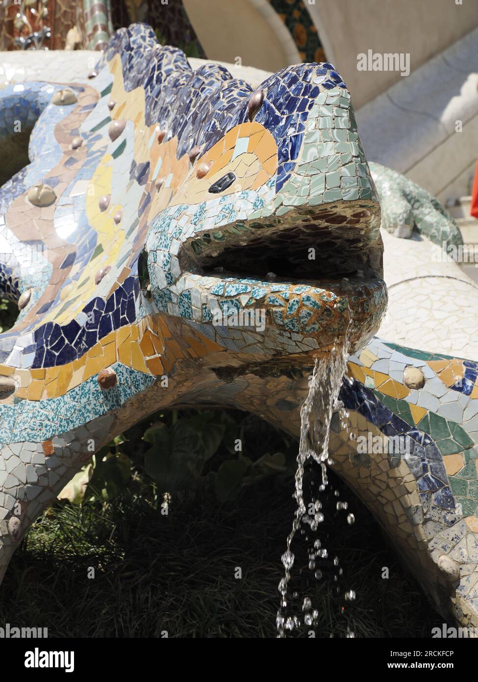 gecko mosaic fountain in barcelona park guell spain gaudi masterpiece ...