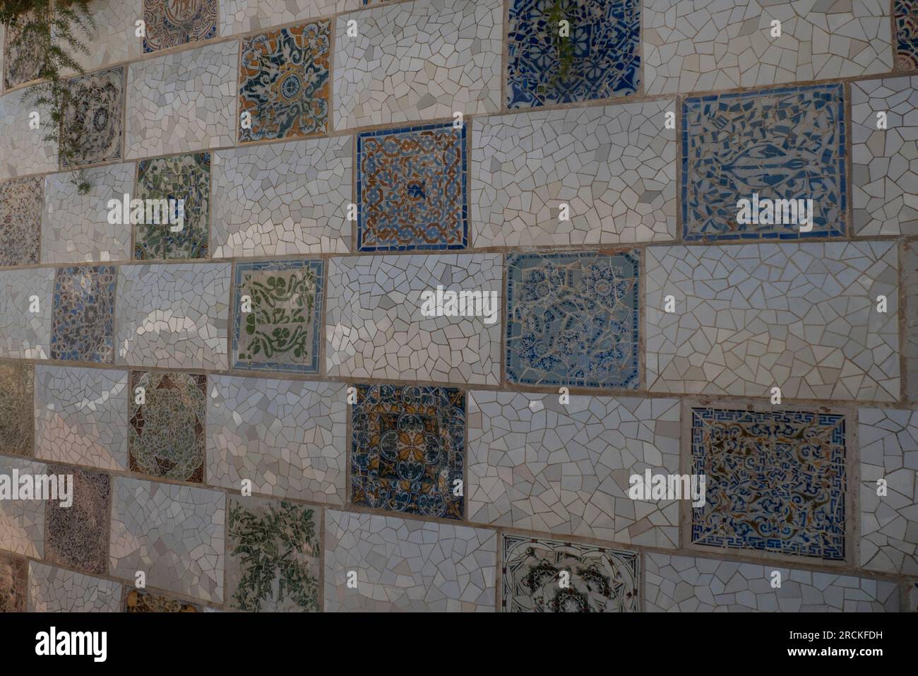 detail of masaic of The barcelona park guell spain gaudi masterpiece ...