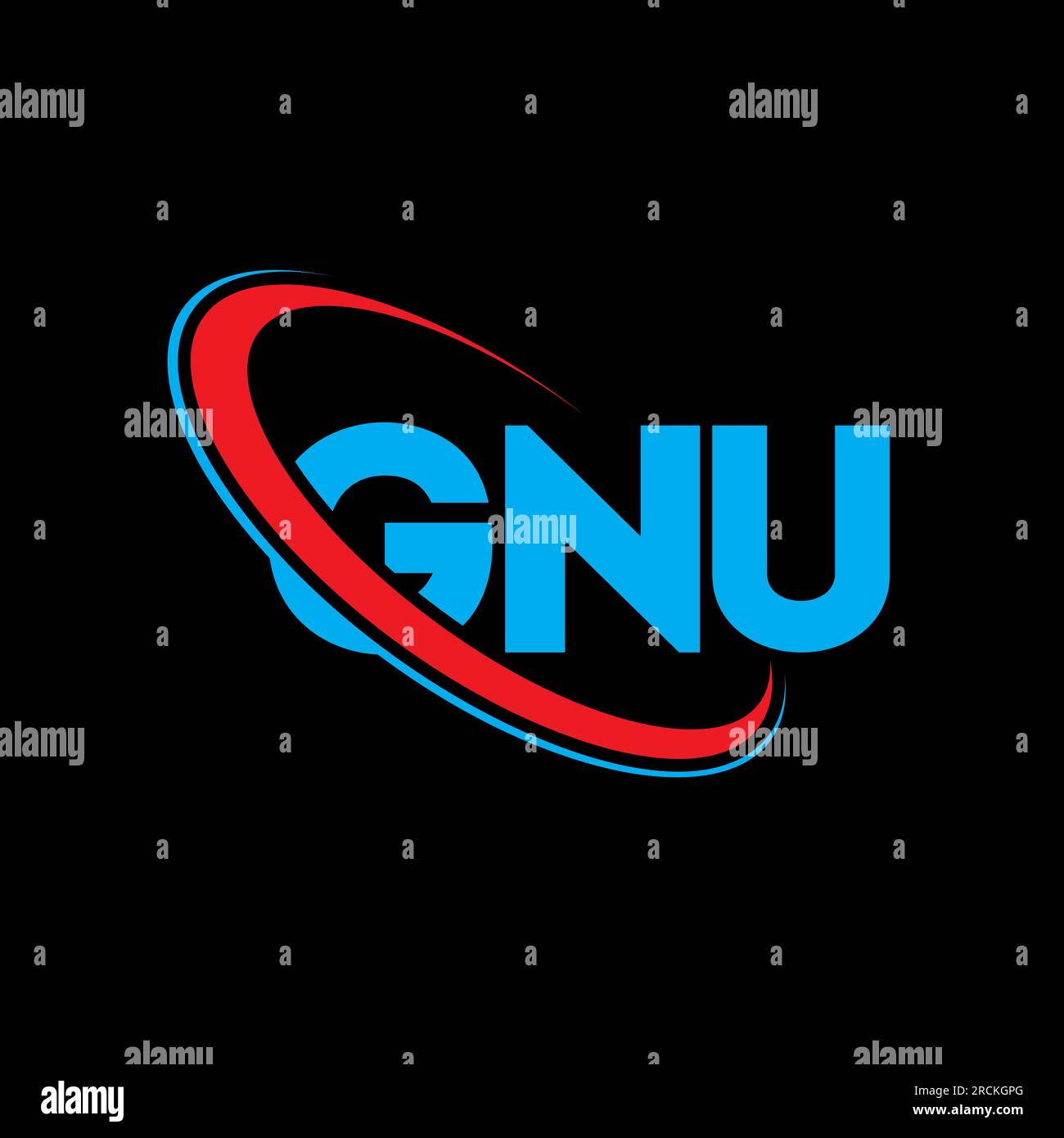 GNU logo. GNU letter. GNU letter logo design. Initials GNU logo linked ...