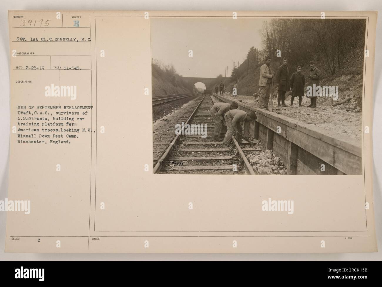 American troops building an en- training platform at Winnall Down Pest ...