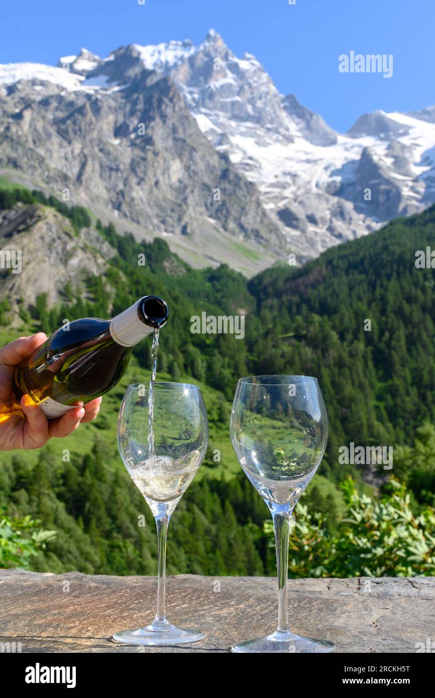 Drinking of dry white Roussette de Savoie and Vin de Savoie french wine ...