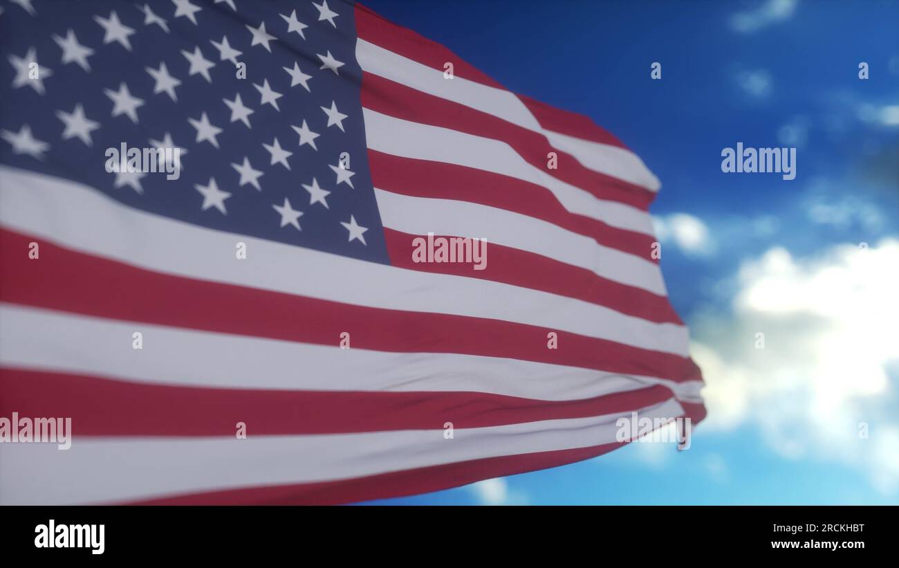 Beautiful American flag waving in slow motion. Patriotism concept. 3d ...