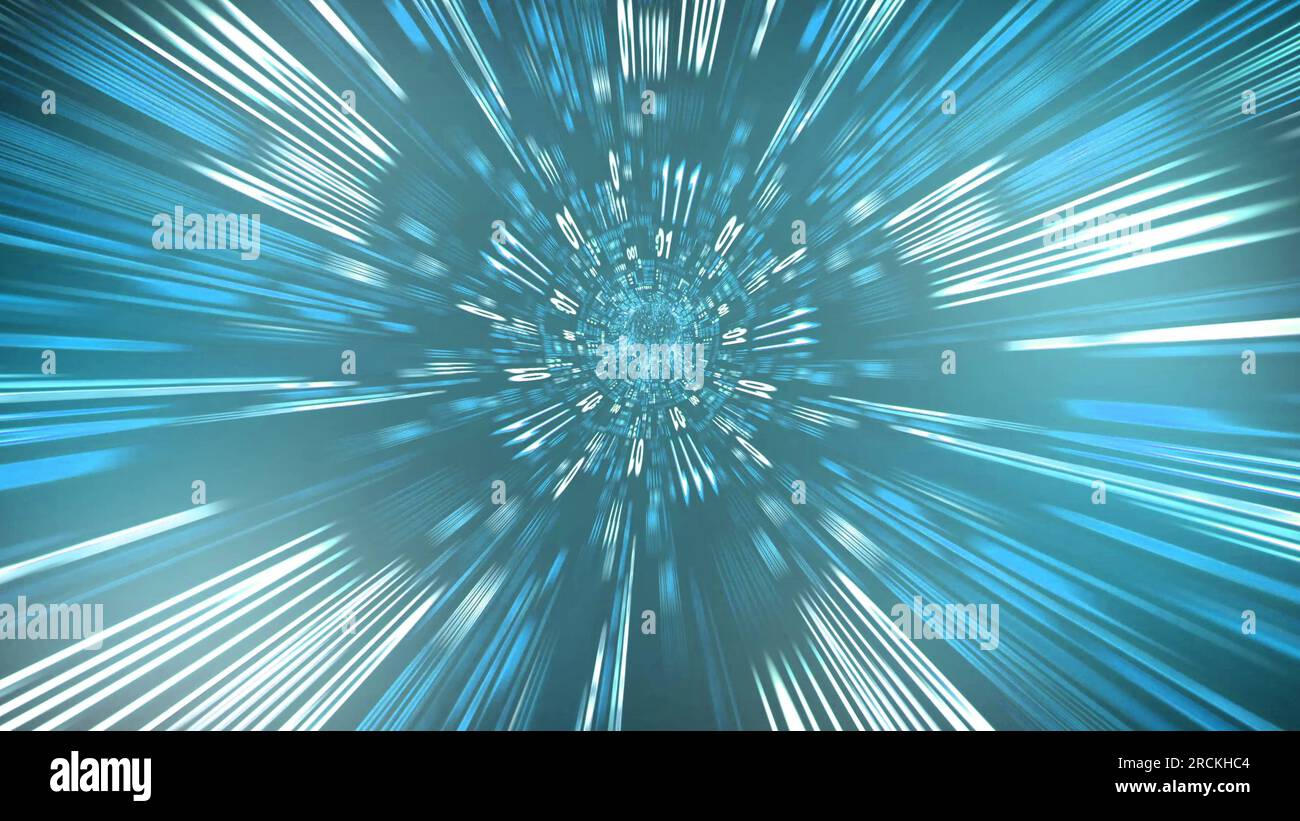 Warp speed space travel concept. Warp tunnel wormhole moving in ...