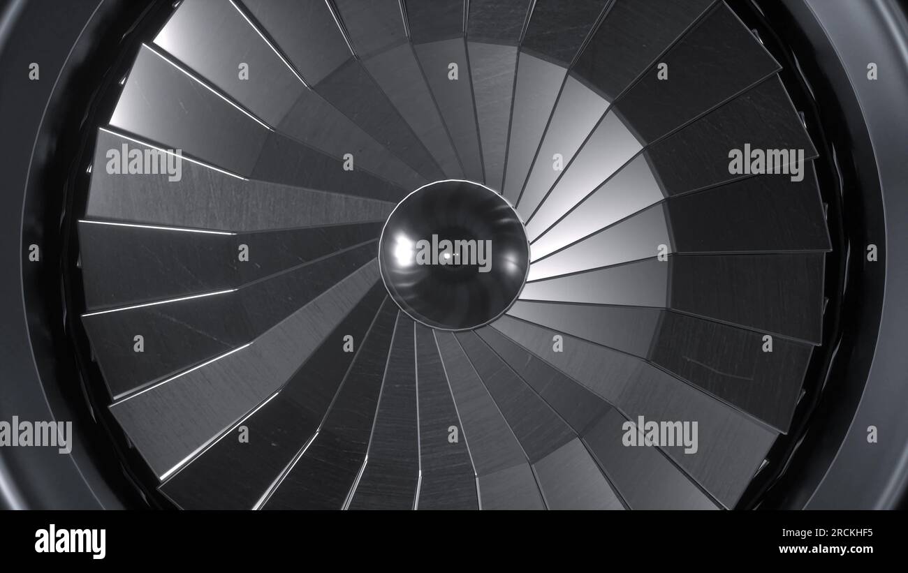 Aircraft turbine. Jet engine. Aviation concept. 3d illustration Stock ...