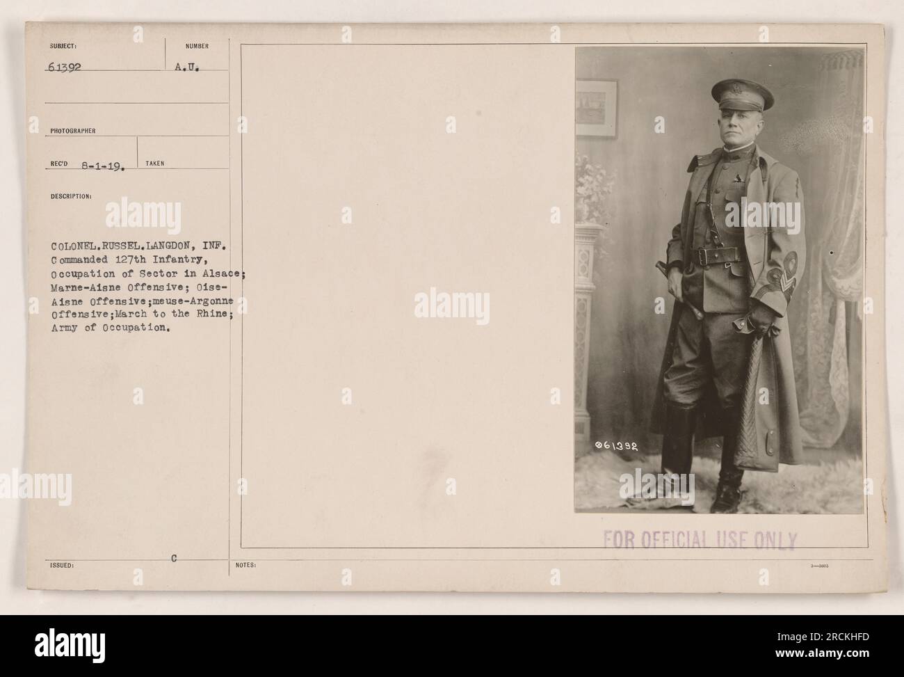 Colonel Russel Langdon of the Infantry commanded the 127th Infantry ...