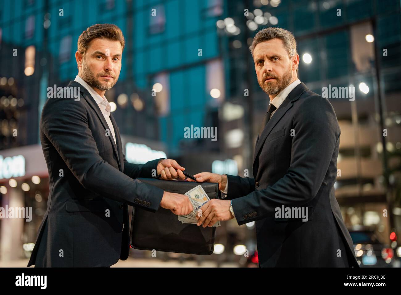 Business man in night Ney York. Planning of two business teams strategy ...