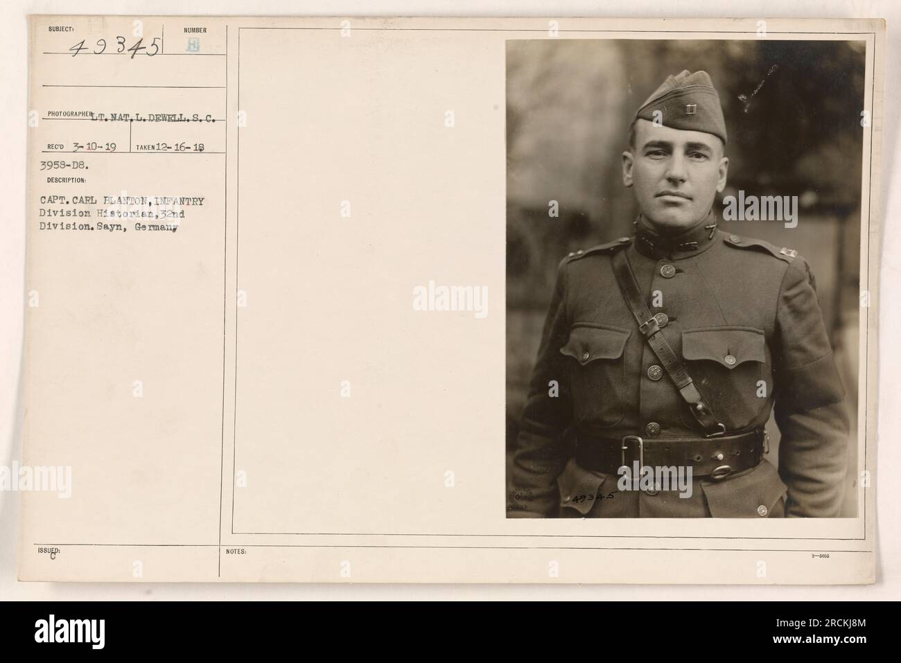 Caption: Captain Carl Blanton, Infantry Division Historian of the 32nd ...