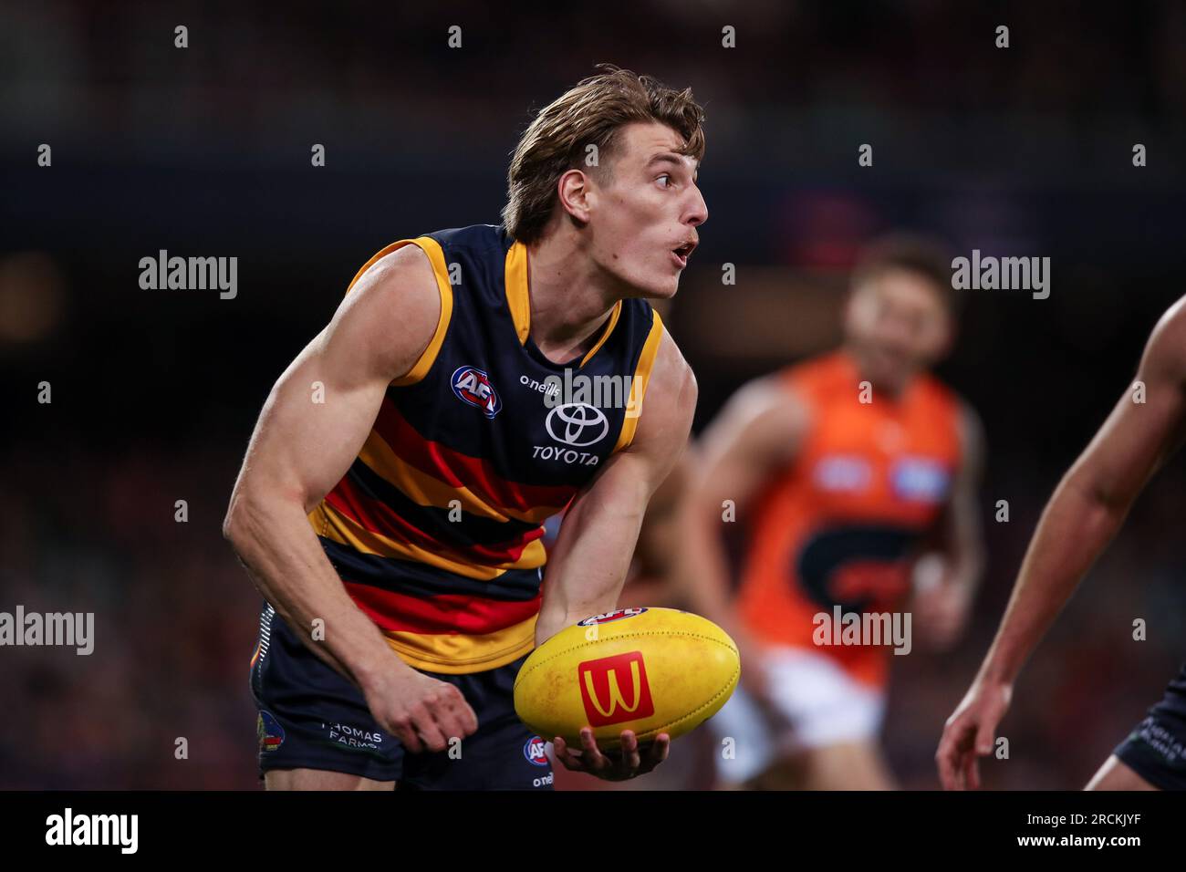 Adelaide, Australia. 15th July, 2023. Joshua Worrell of the Crows ...