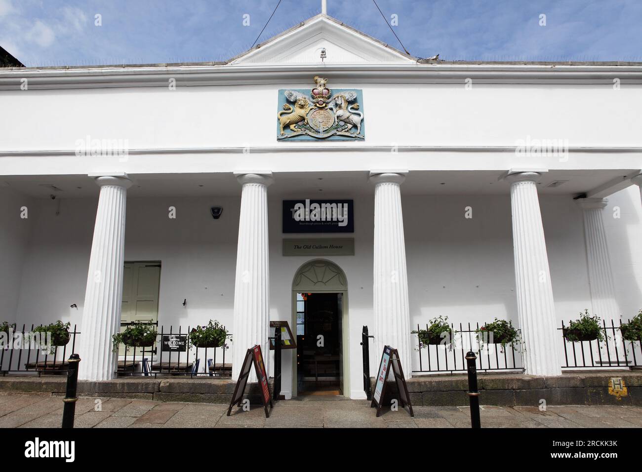 Front entrance and facade of The Old Custom House in Falmouth, Cornwall ...