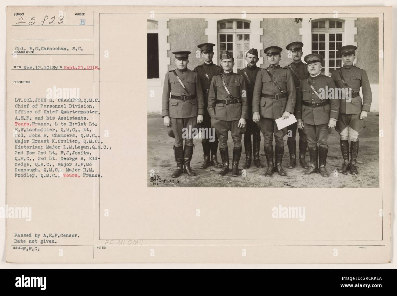 "LT.COL.JOHN S. CHAMBERS, Q.M.C. Chief of Personnel Division, office of ...