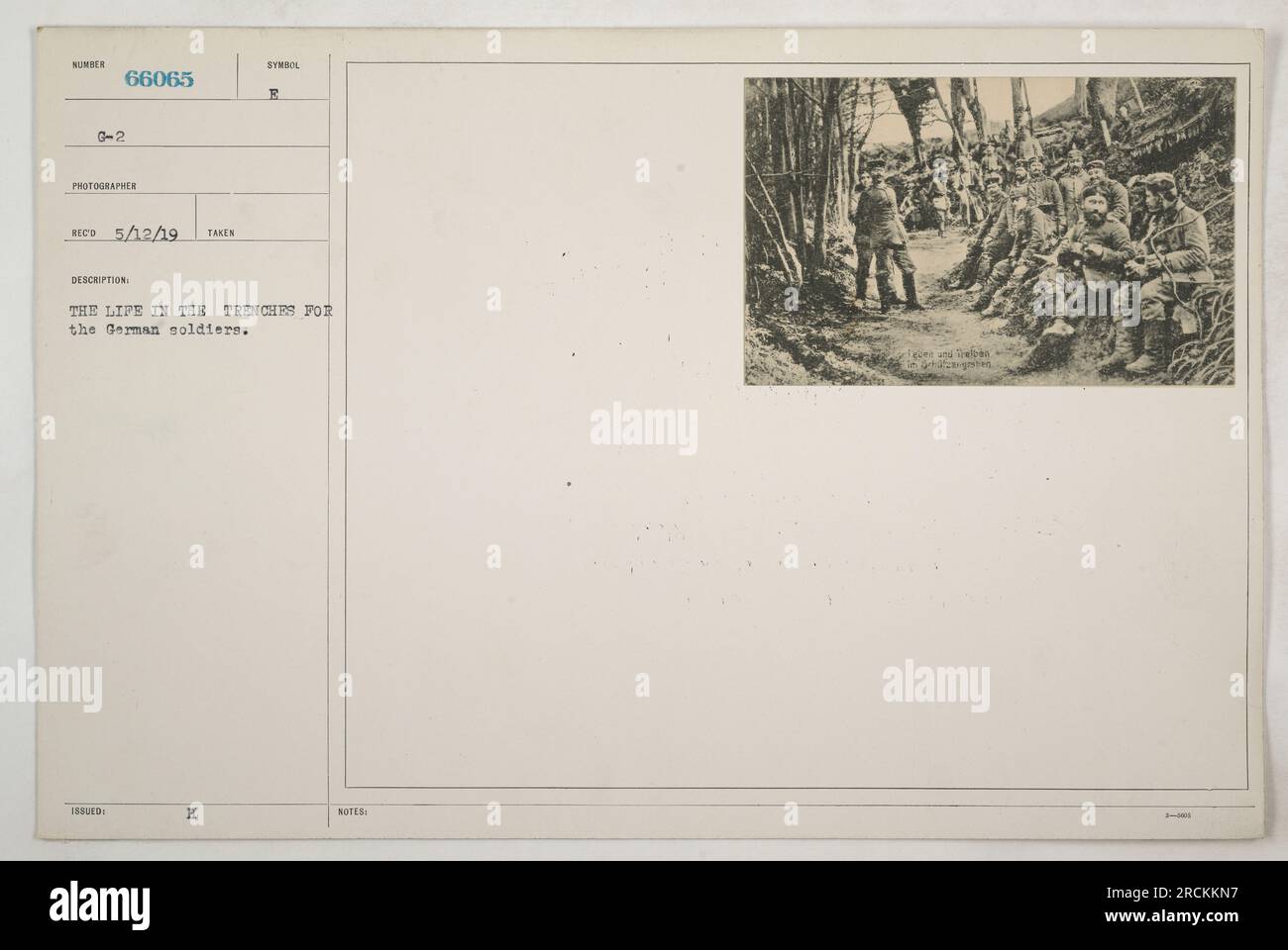 German soldiers in the trenches during World War One. The photograph ...