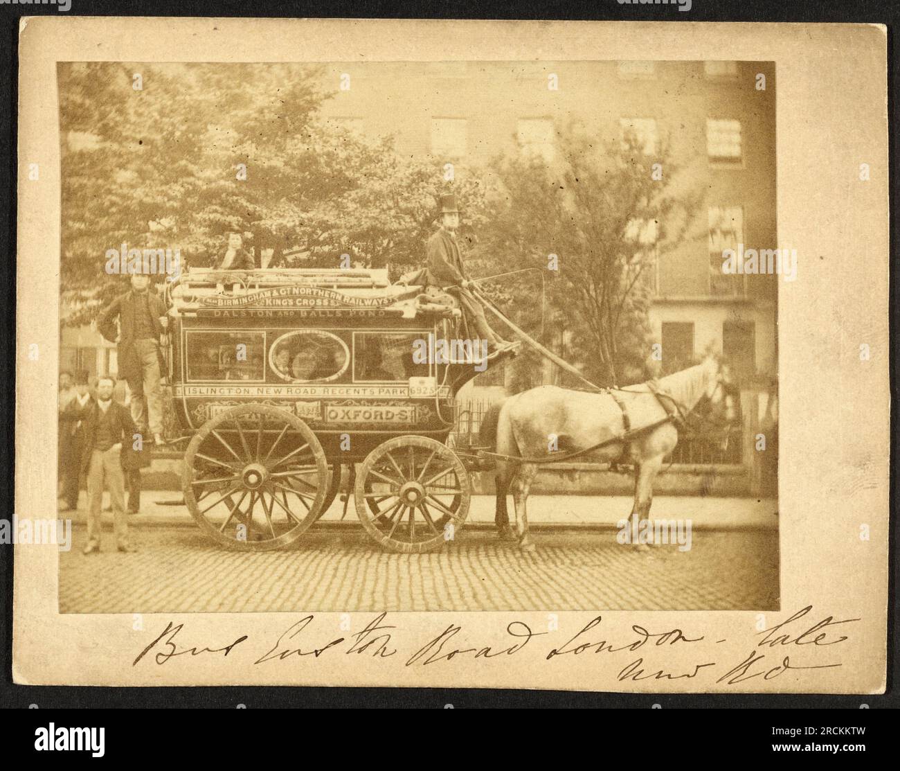 Bus, Euston Road, London. c. 1857–1870 Stock Photo - Alamy