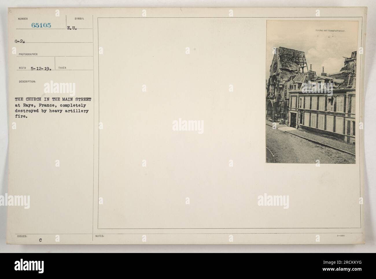 "The Church in the main street at Raye, France, shown completely ...