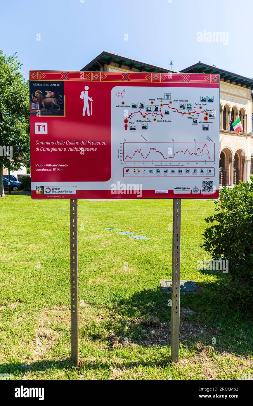 Italy Veneto Vidor - Road signs for the Prosecco Hills Trail Stock ...