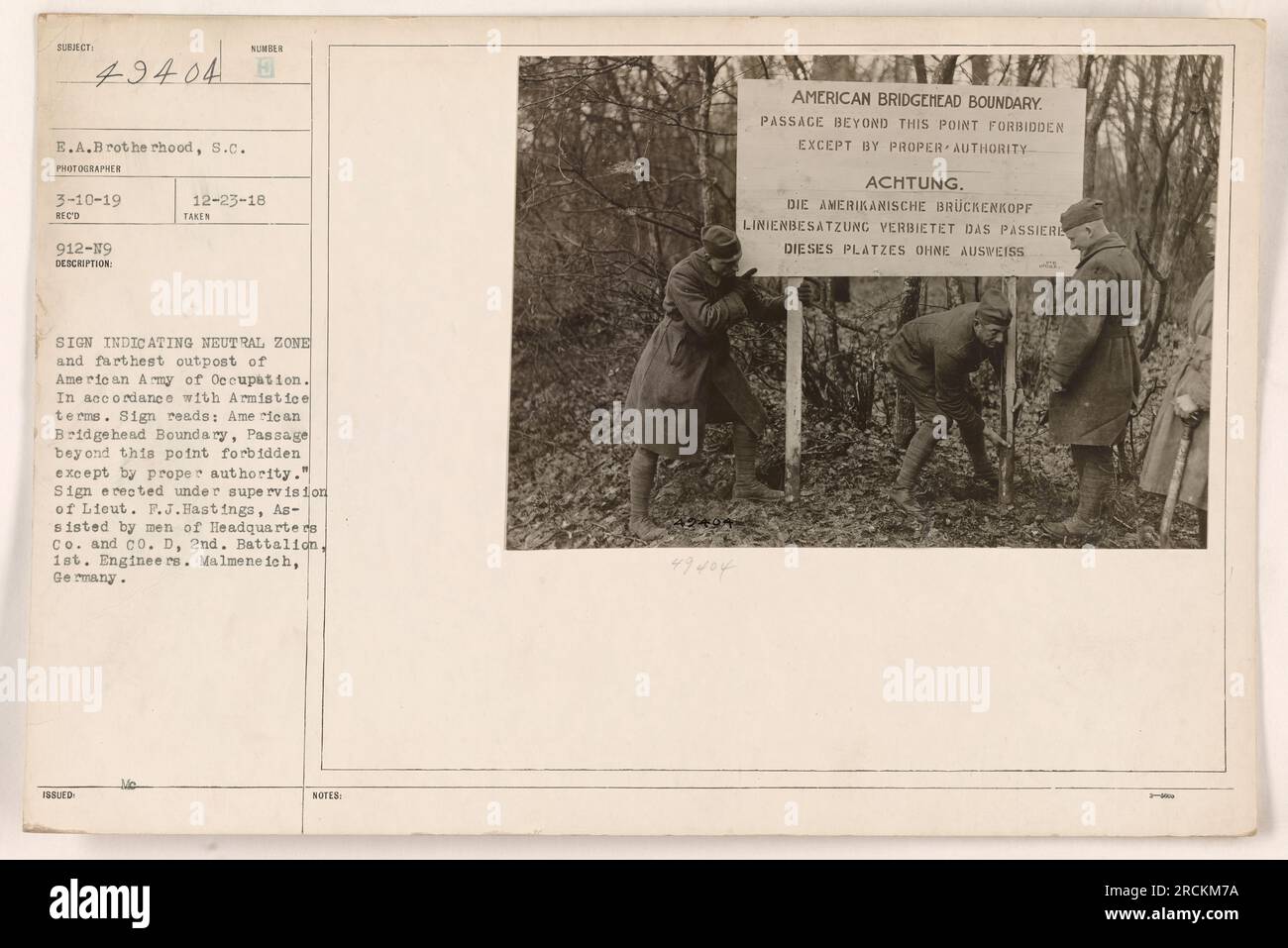 Caption: "Sign indicating the neutral zone and the farthest outpost of ...
