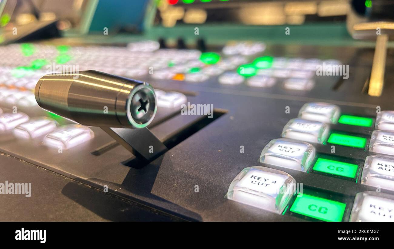 CONTROL PANEL FOR RECORDING WITH BUTTONS AND MIXERS Stock Photo - Alamy