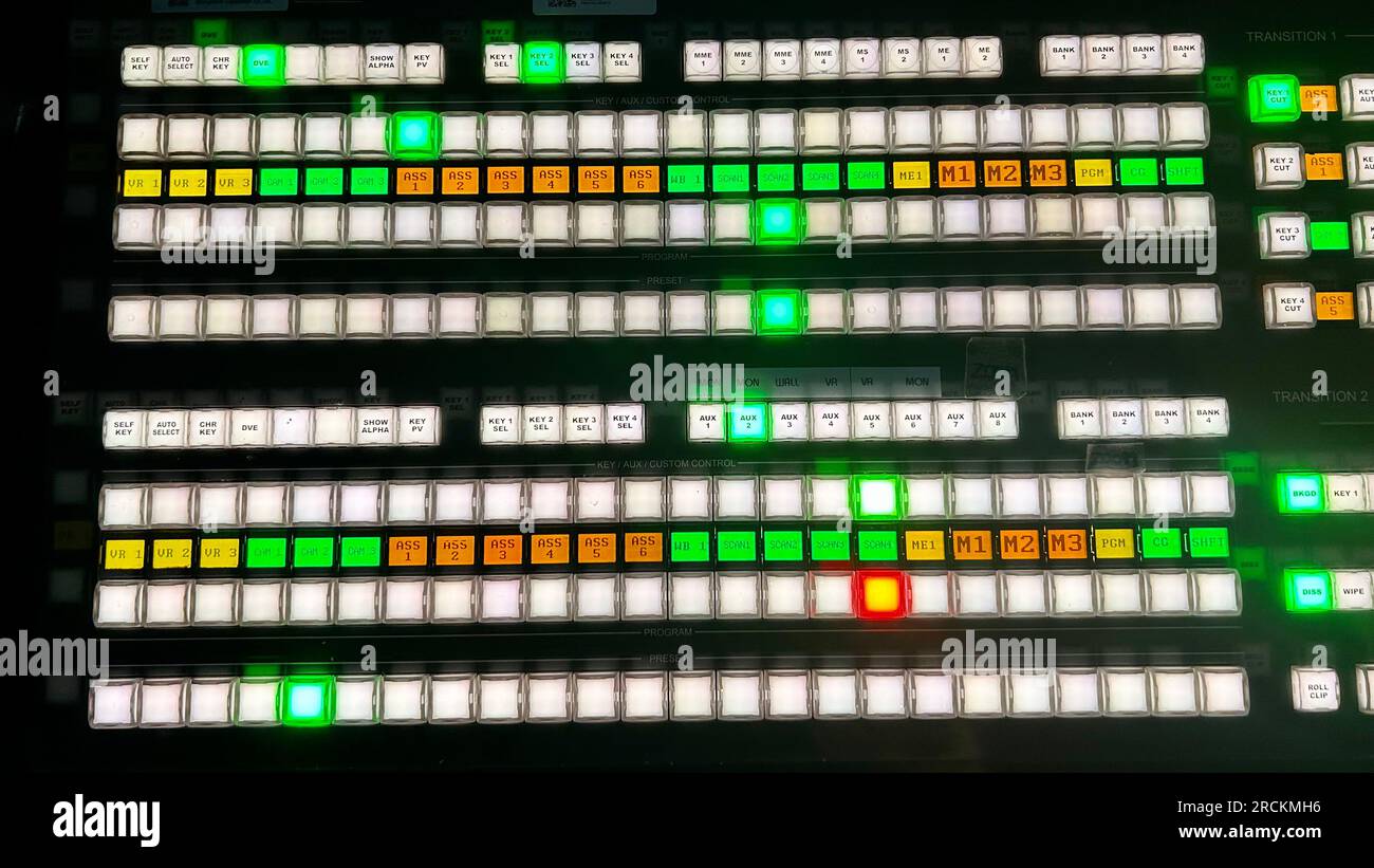 CONTROL PANEL FOR RECORDING WITH BUTTONS AND MIXERS Stock Photo - Alamy