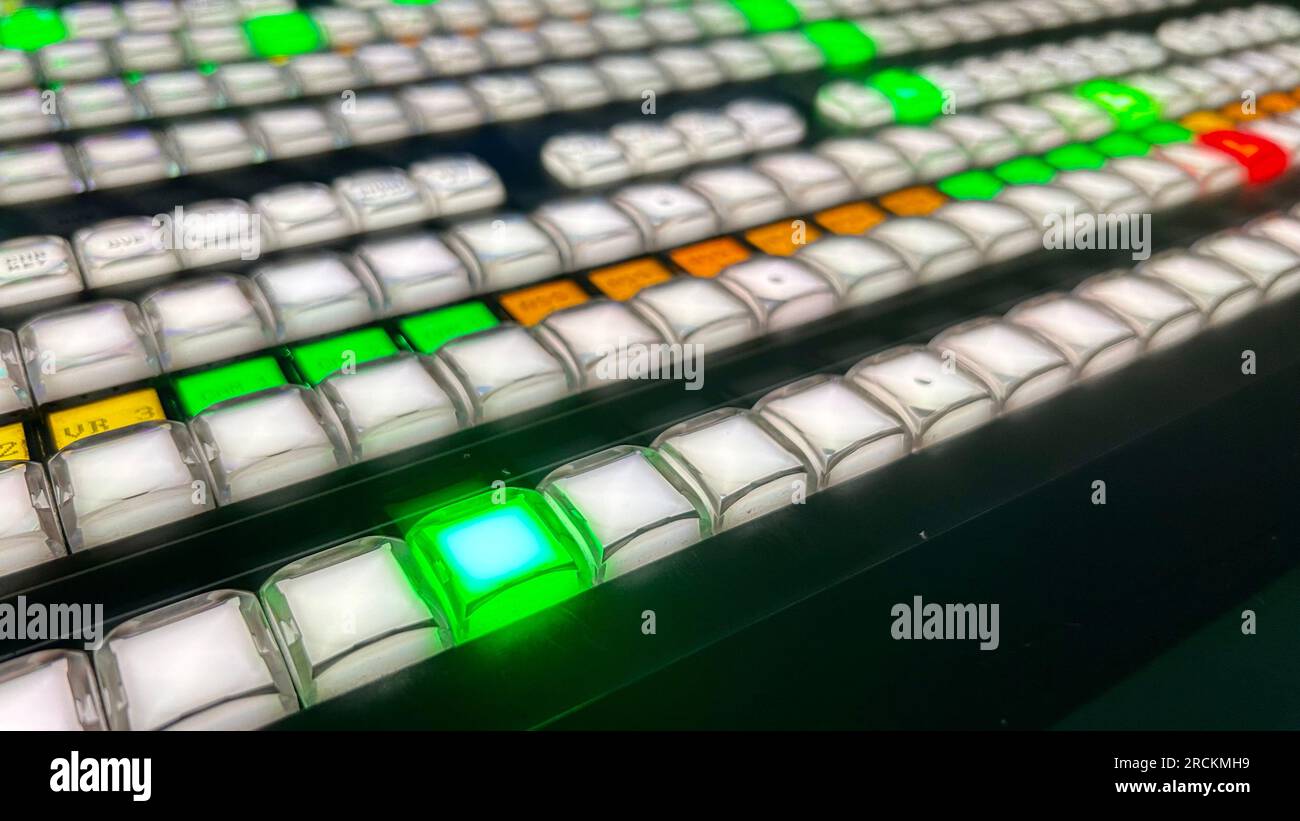 CONTROL PANEL FOR RECORDING WITH BUTTONS AND MIXERS Stock Photo - Alamy
