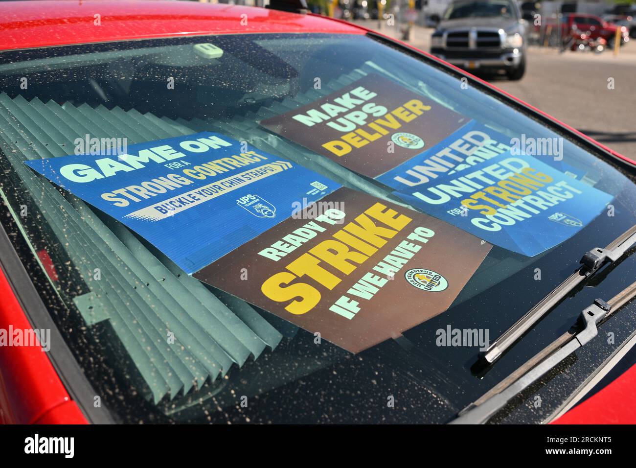 Albuquerque, United States. 15th July, 2023. Picket signs are placed ...