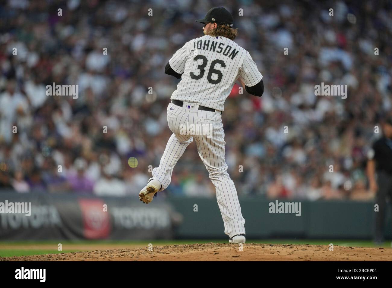Denver CO, USA. 14th July, 2023. Colorado pitcher Pierce Johnson (36 ...