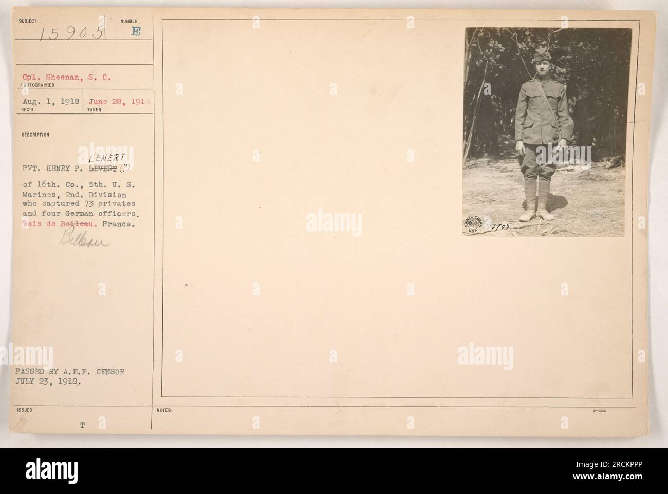 The image shows Private Henry P. Levert, a soldier of the 16th Company ...