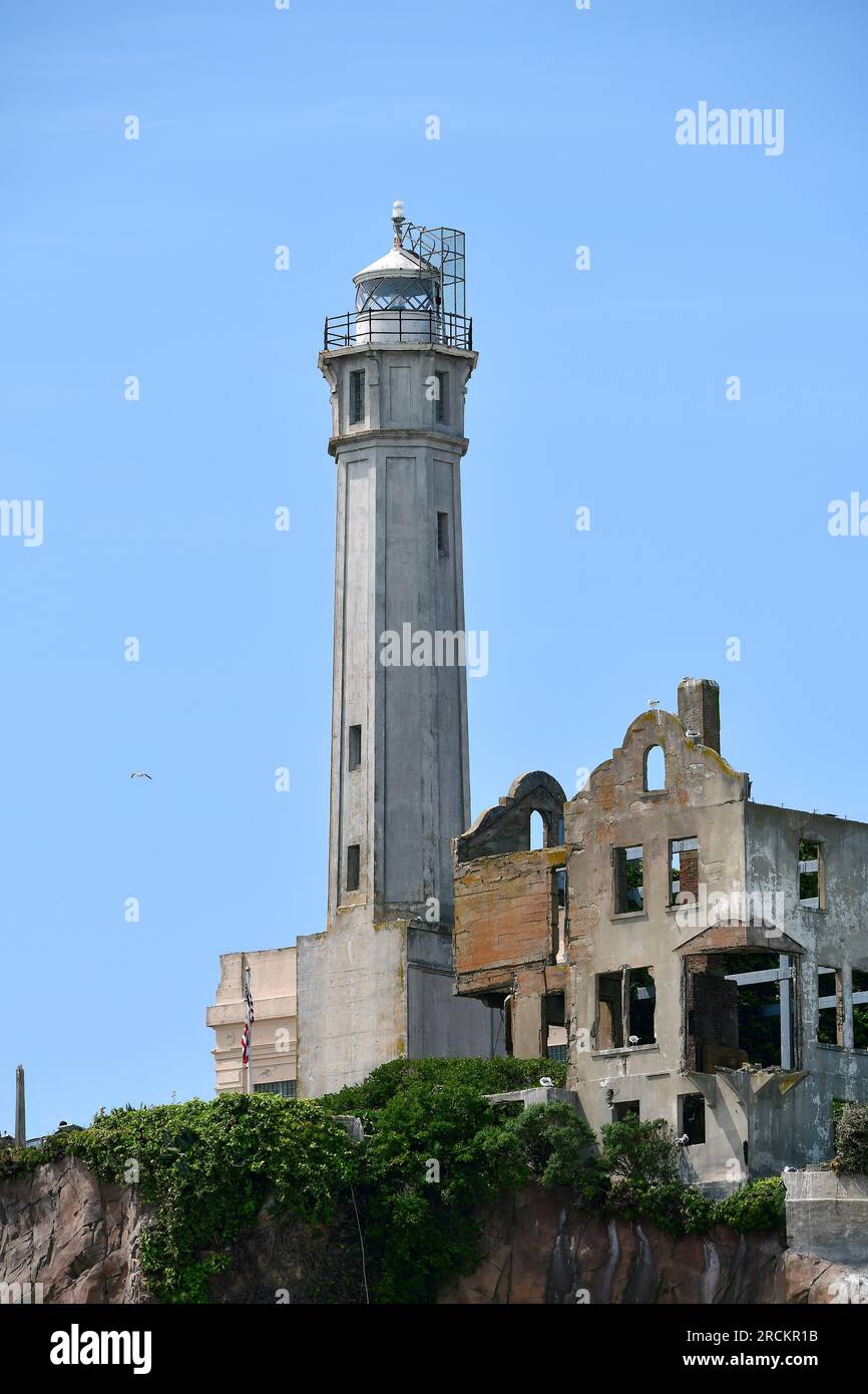 Warden's House and lighthouse, Alcatraz Federal Penitentiary, The Rock ...
