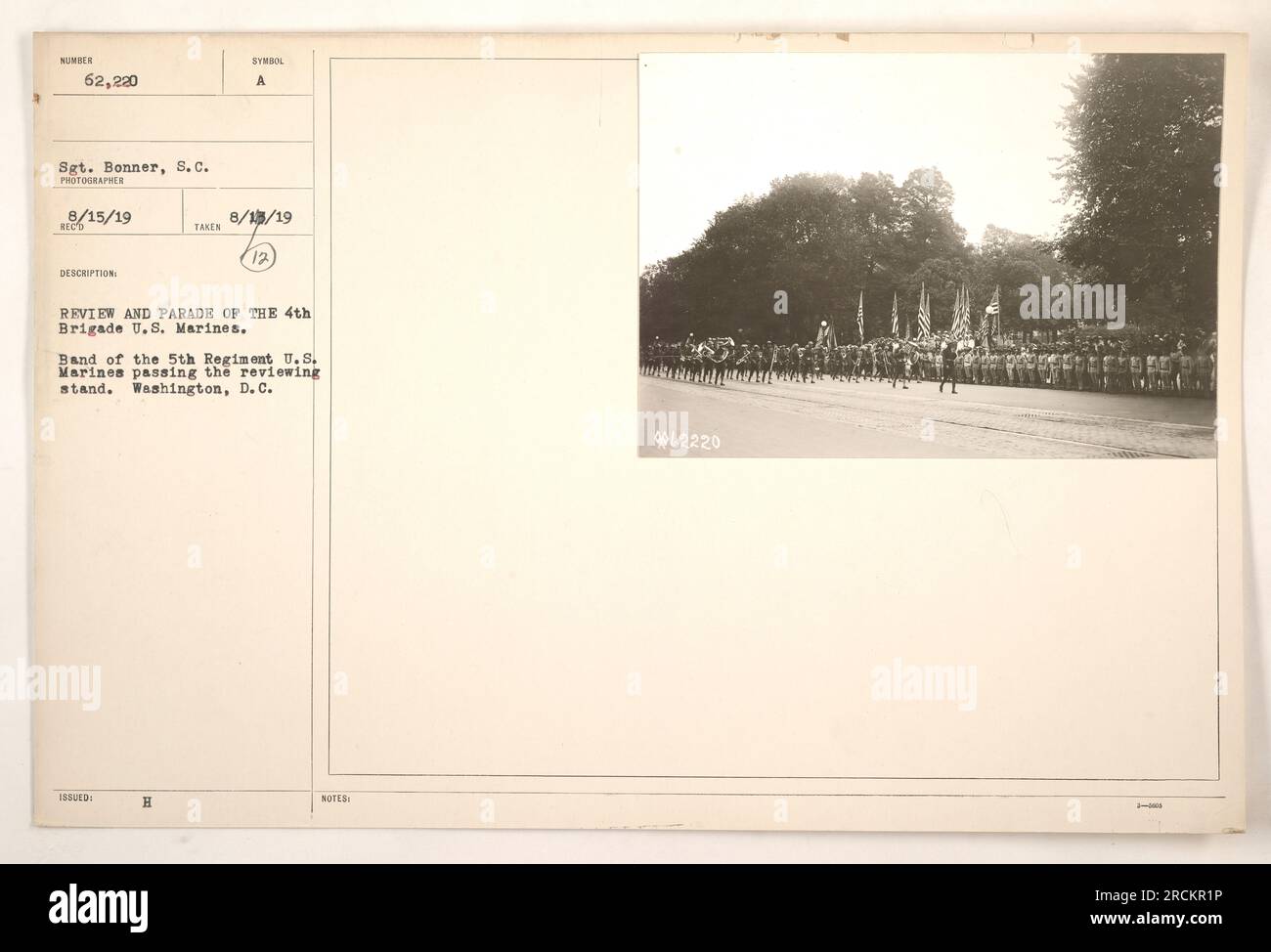 The image shows a review and parade of the 4th Brigade, U.S. Marines in ...