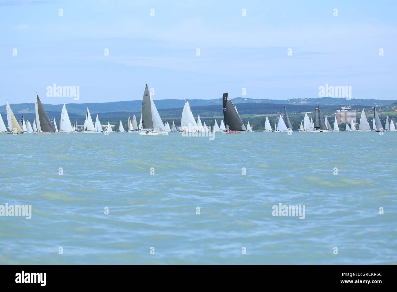 Lake of Balaton, Hungary Europe. 06 July 2023: Group of sailboats sail ...