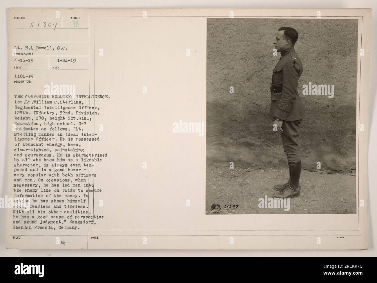 First Lieut. William C. Sterling, Regimental Intelligence Officer for ...