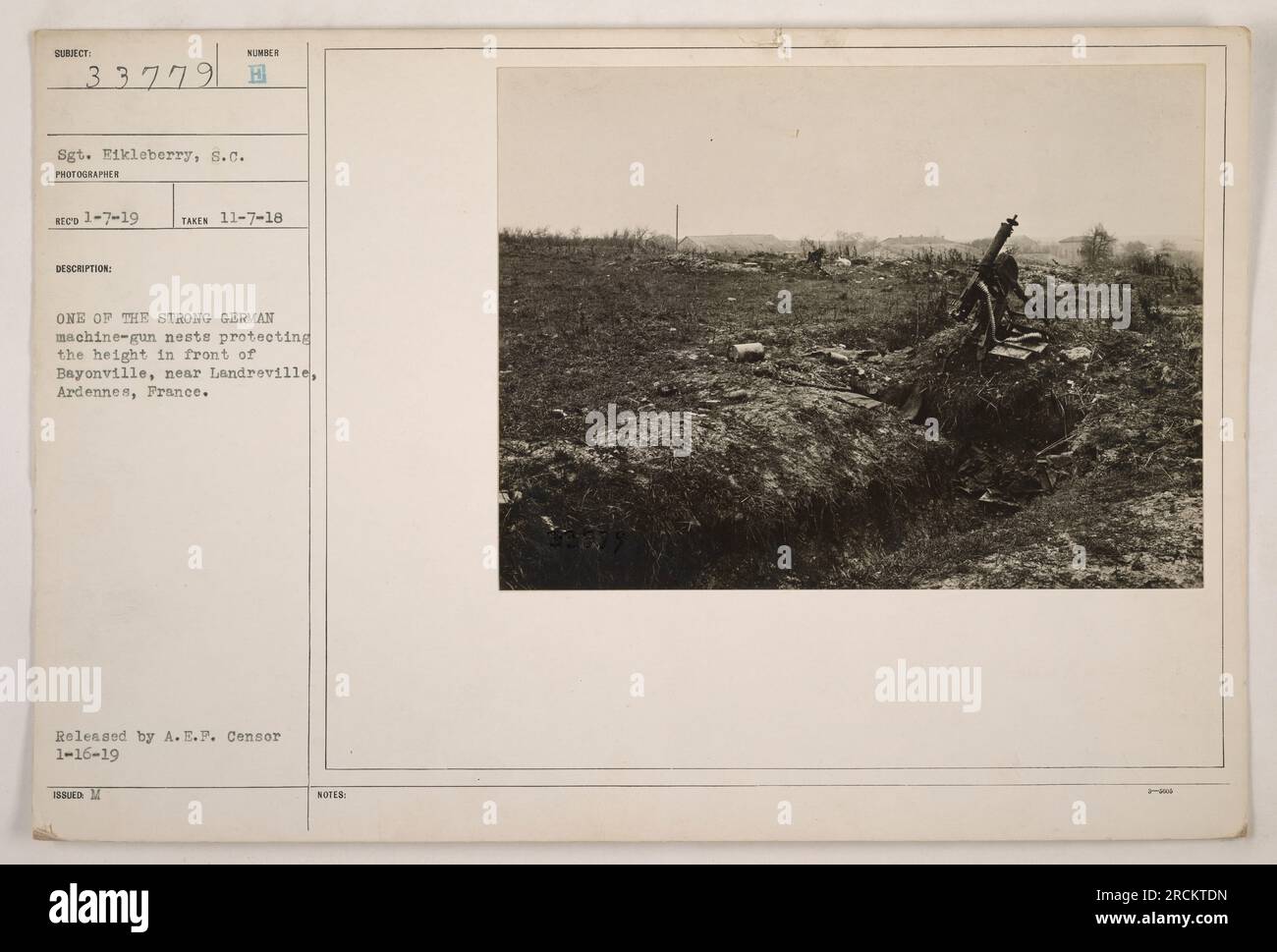 The image shows a German machine gun nest, located in front of ...