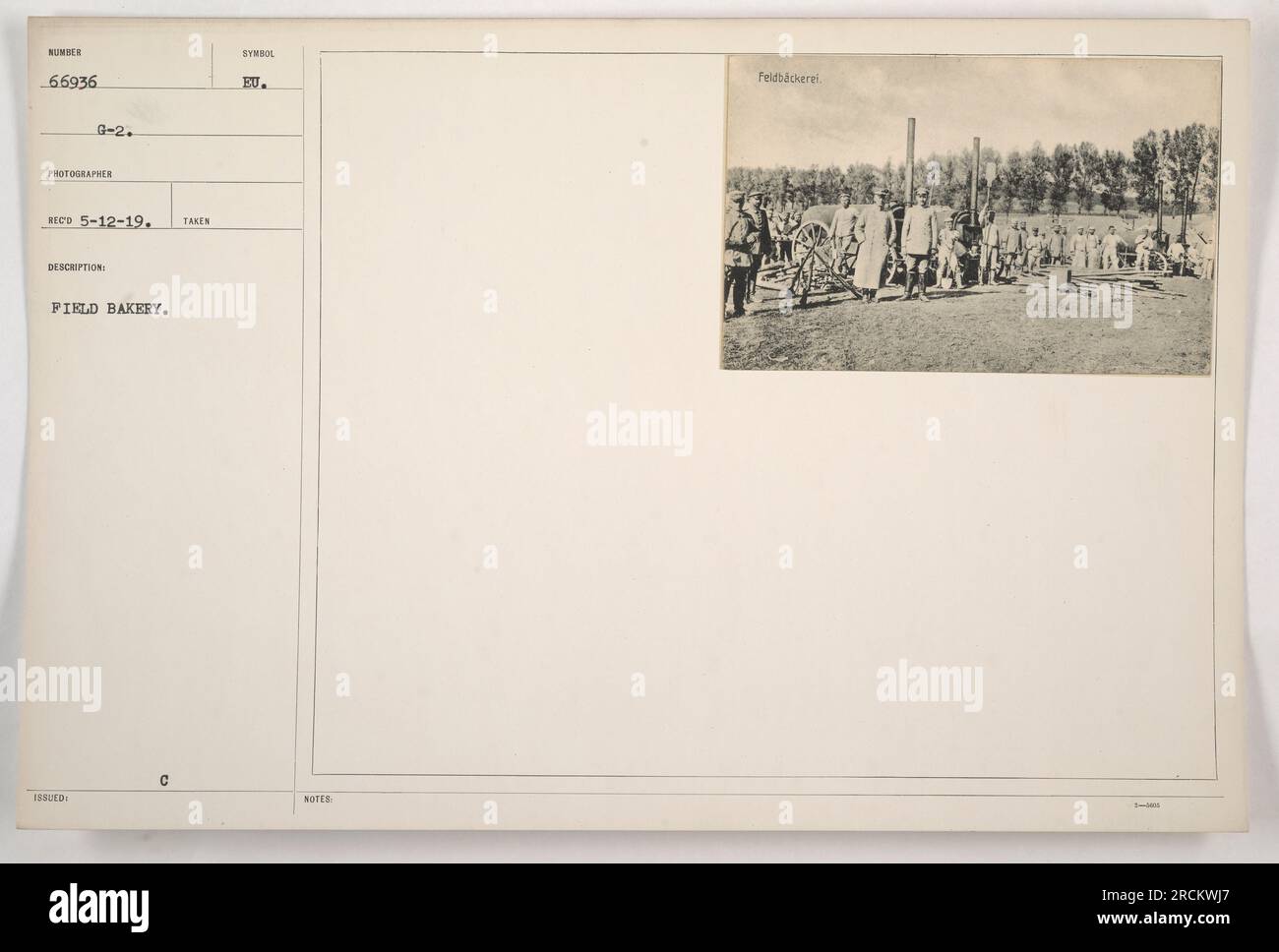 Photograph of a field bakery during World War One. The image depicts a ...