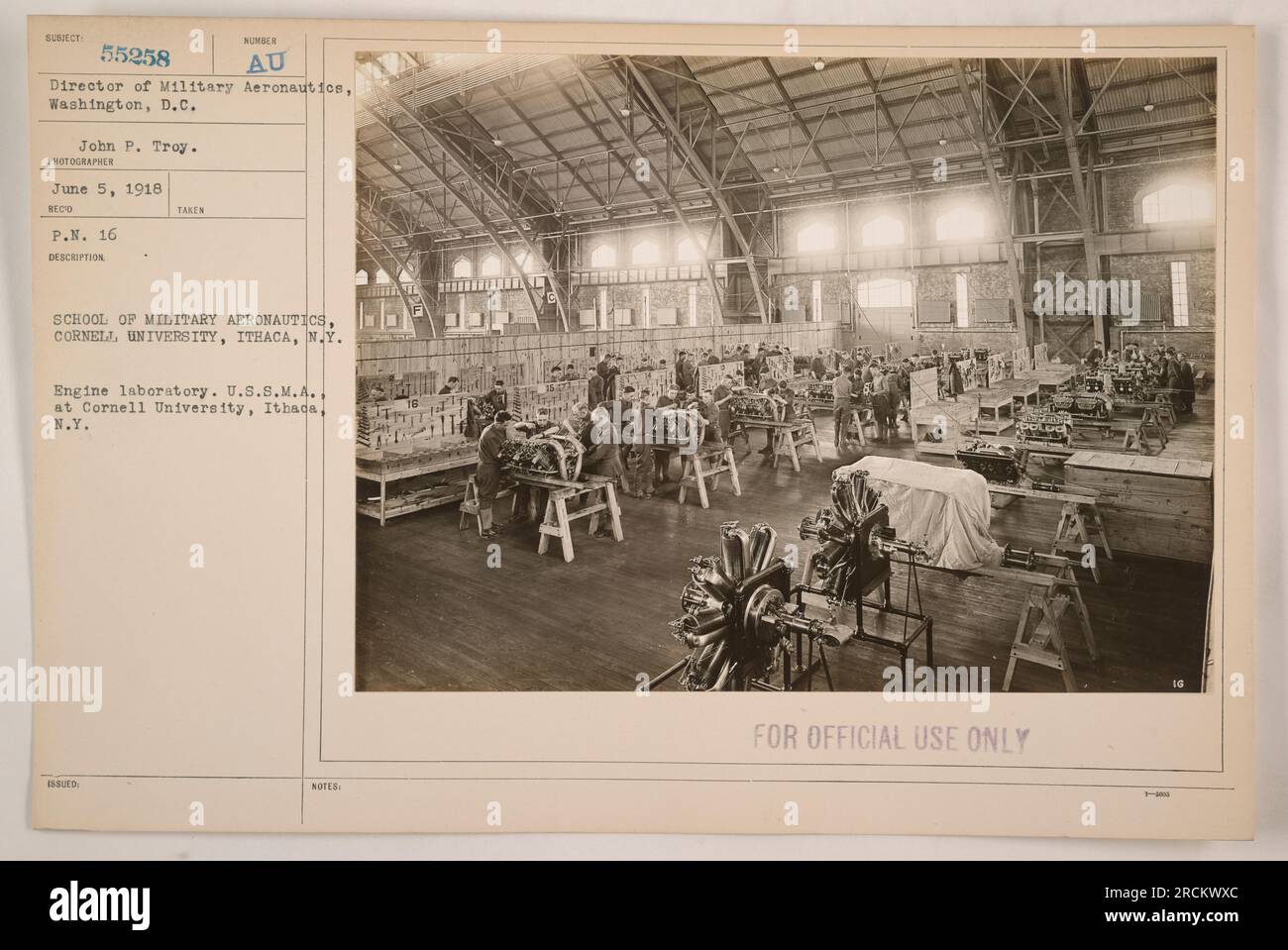 Engine laboratory at the P.N. 16 School of Military Aeronautics ...