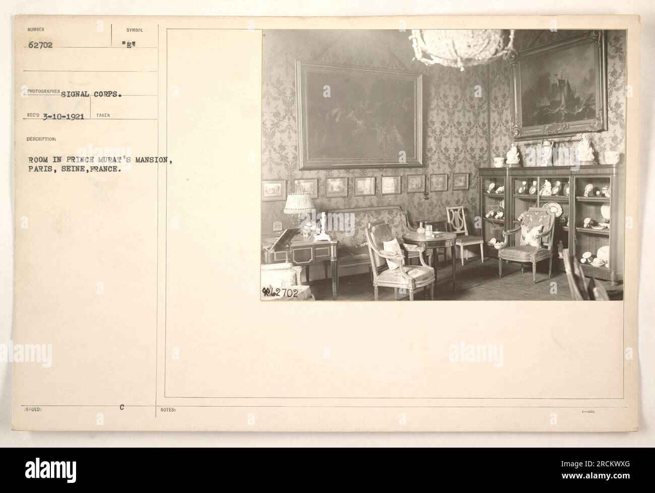 Interior view of a room in Prince Murat's Mansion in Paris, Seine ...