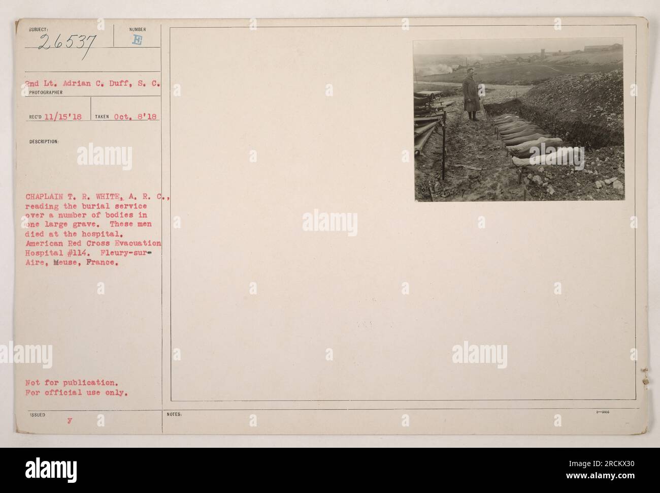 2nd Lt. Adrian C. Duff captured a photograph of Chaplain T.R. White ...