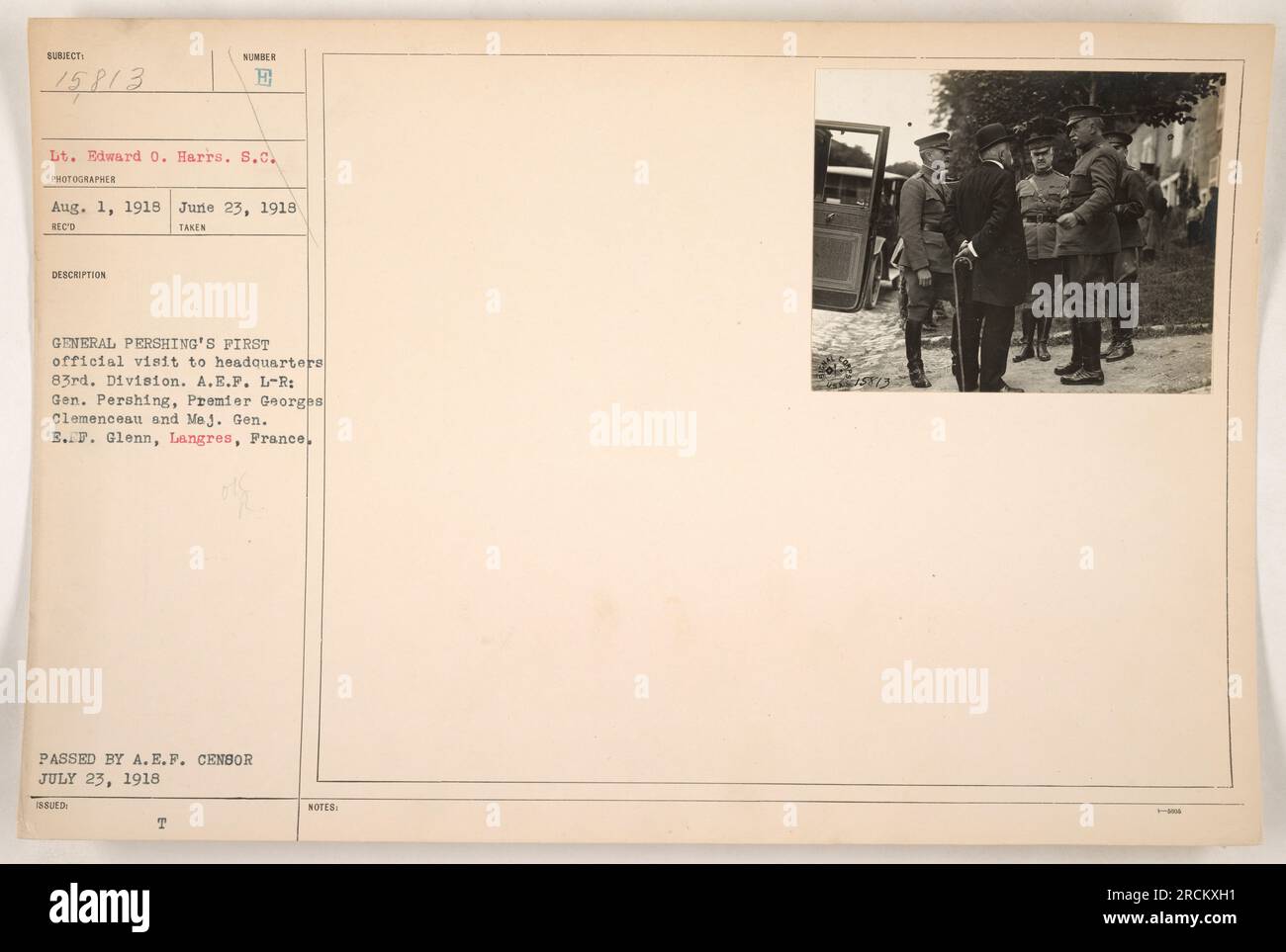 General pershings visit to france hi-res stock photography and images - Alamy