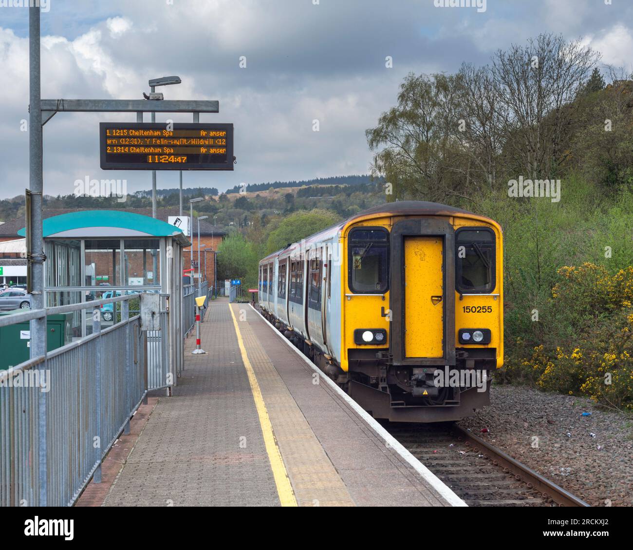 Transport For Wales class 150 diesel multiple unit train 150255 at Maesteg railway station South ...